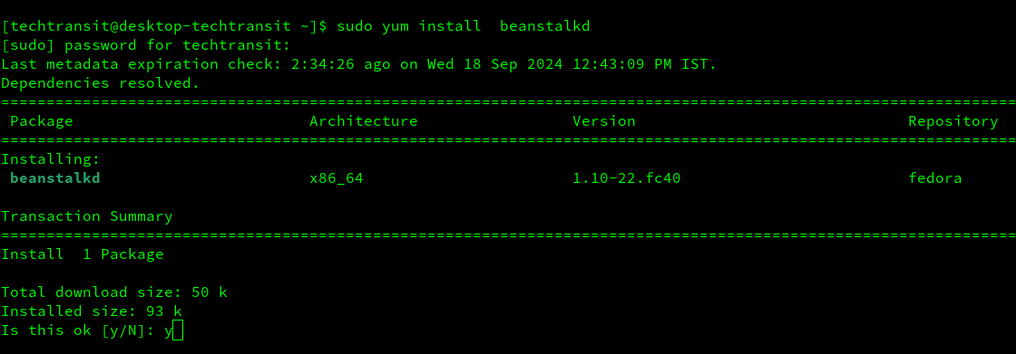 Install Beanstalk on CentOS, Alma Linux, Fedora, Red Hat Server