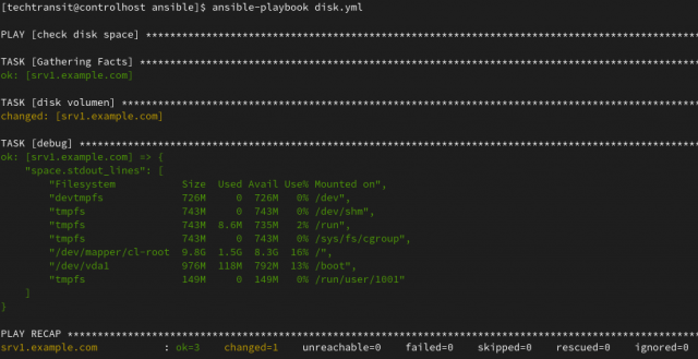 How to check disk space usage through the Ansible playbook