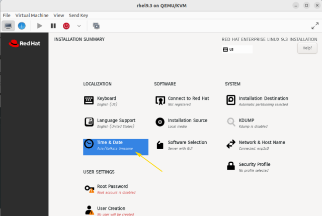 Installation of Red Hat Enterprise Linux 9 (RHEL 9)